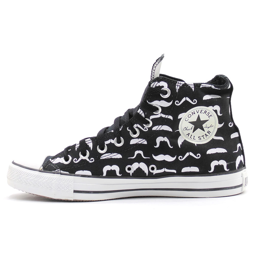 Tênis All Star Print Mustaches Hi Preto - galleryrock